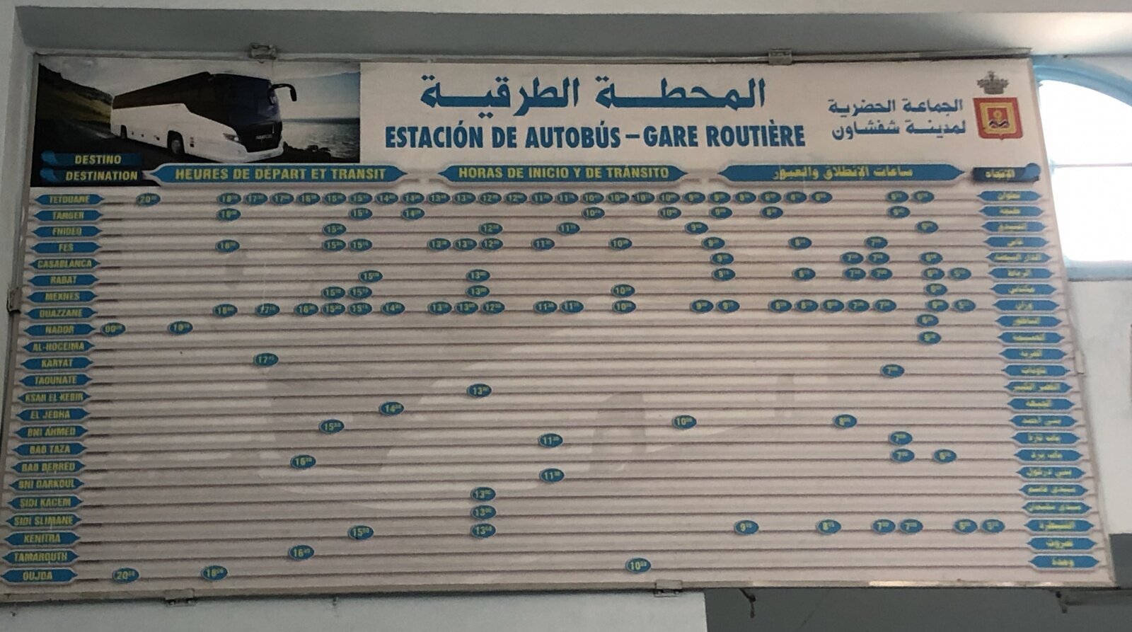 How to get from Chefchaouen to Rabat, Tetouan, Fez, Tangier